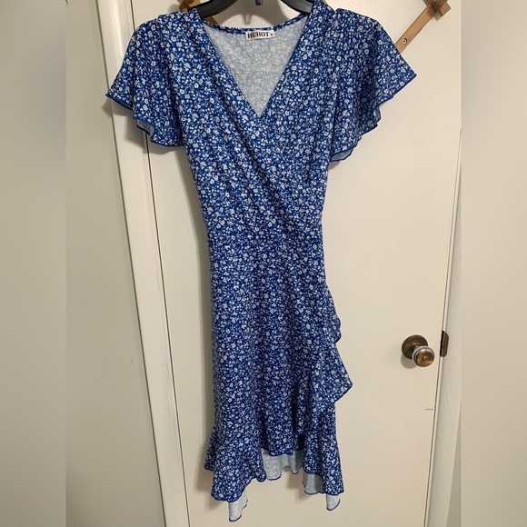 Huhot | Dresses | Huhot Dresses Casual Beach Wrapv Neck Short Sleeve ...